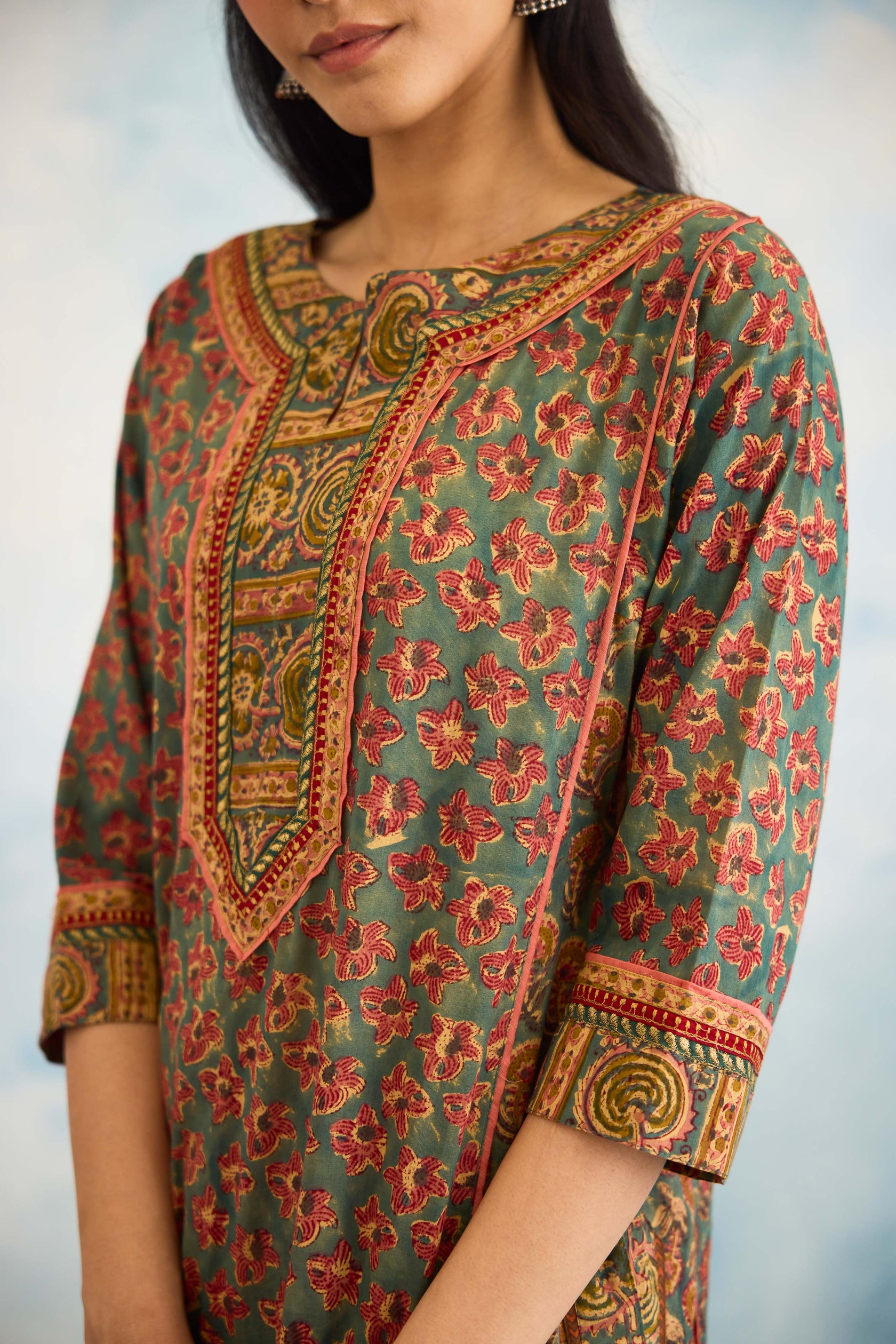 Rozana Kurta Teal Pink – Sampada